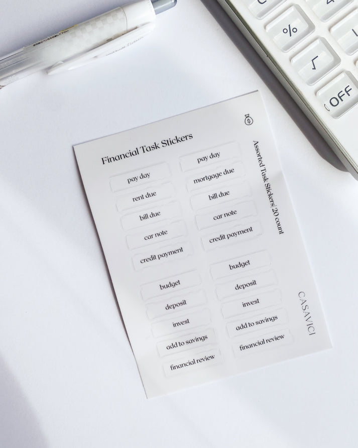Financial Task Stickers | Black Text – CASAVICI